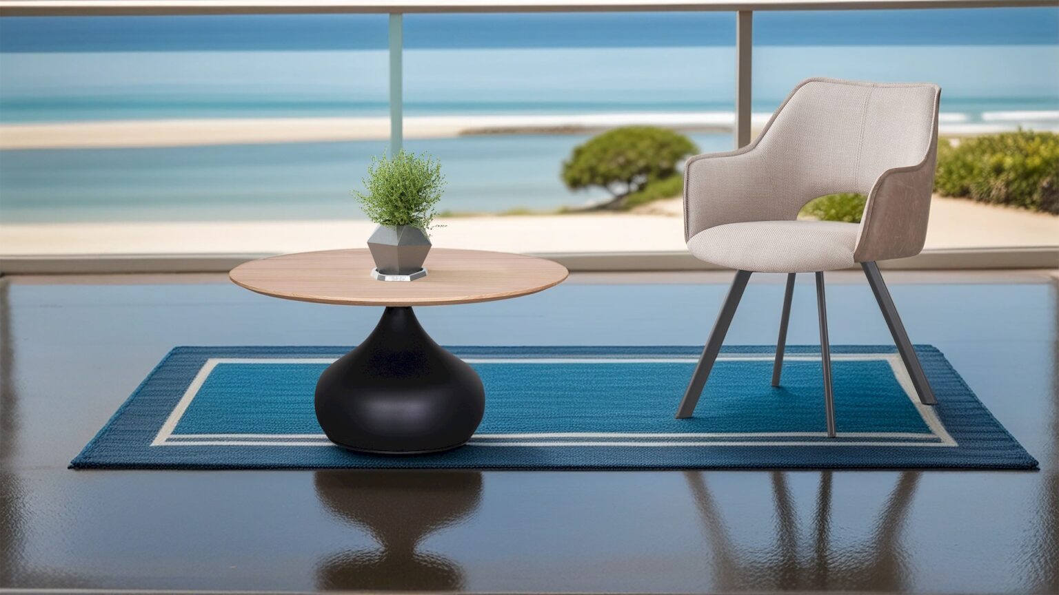 LORENZO ROUND COFFEE TABLE | Ash & Metal Base, D800 - Marri & More
